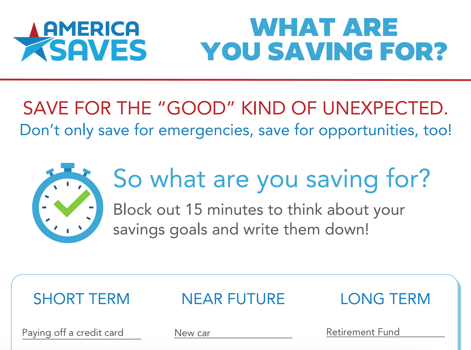 Save for the Unexpected Resource | America Saves